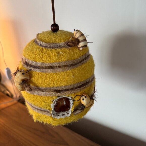Accents | Yellow Indoor Hanging Beehive With Bee Decorations ...